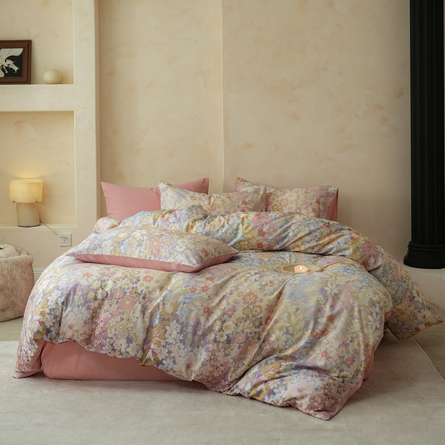 Комплект постельного белья из трех-четырех предметов, утолщенный, из 100% хлопка с начесом, класс А, подходит для сна без одежды, включающий пододеяльник и простыню, оптовая продажа постельного белья Nantong Home Textile.