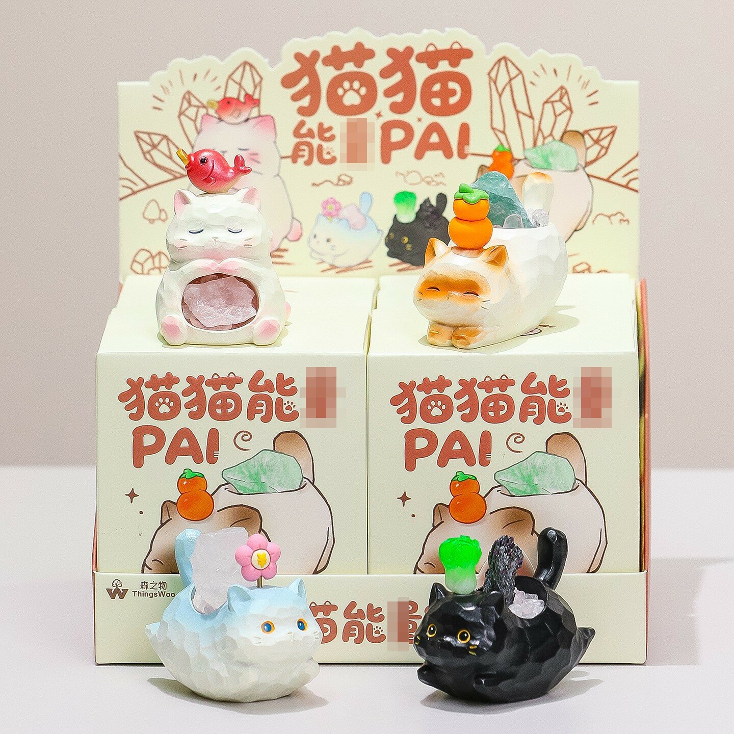 Креативная милая фигурка кошки PAI, эмоциональная слепая коробка, интернет-знаменитость, стильная декорация для офисного стола, мультяшная кукла