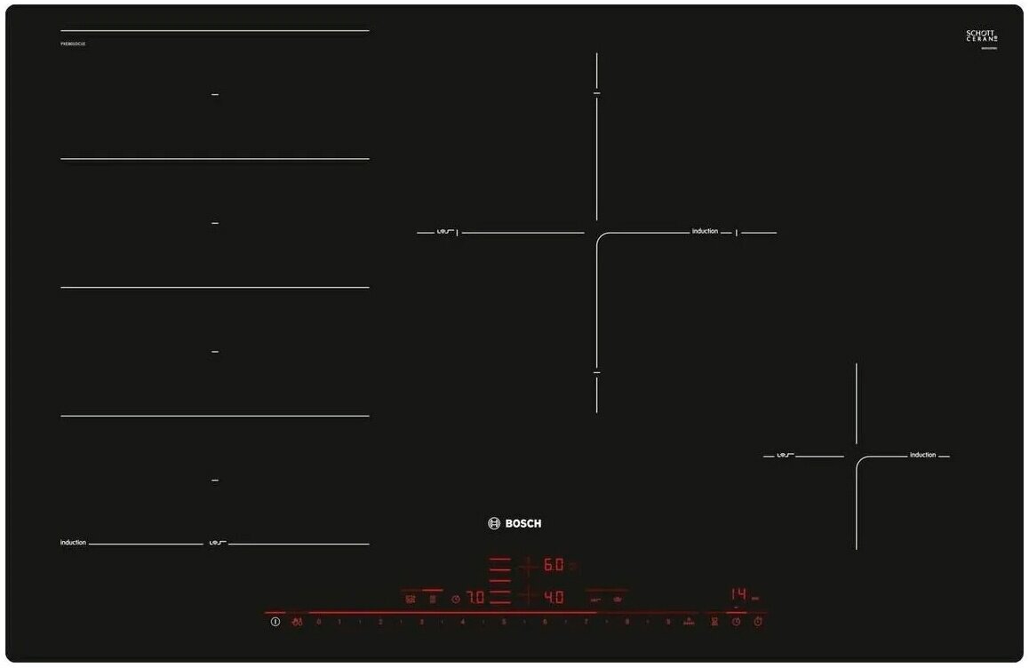 Индукционная варочная поверхность Bosch PXE801DC1E черный