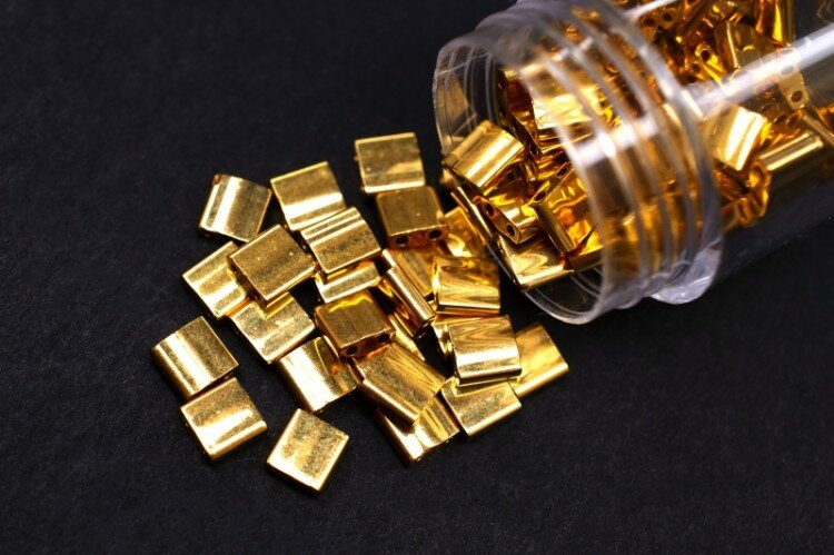 Бисер японский MIYUKI TILA #0191 золото 24К снаружи, 5 грамм