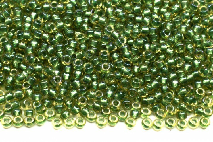 Бисер японский MIYUKI круглый 11/0 #0375 топаз/синий, окрашенный изнутри, 10 грамм