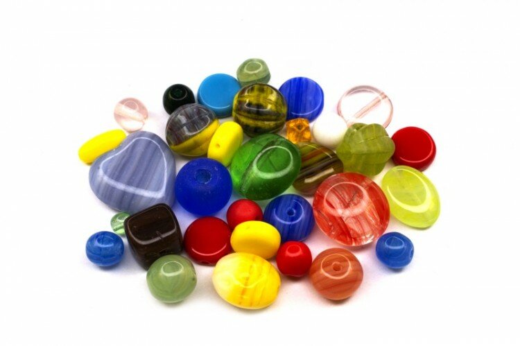 Бусины микс №172 Preciosa, ассорти цветов, стеклянные, 25г (около 44шт)