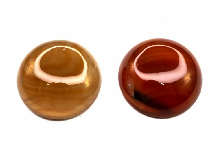 Кабошон круглый 20мм, Агат, оттенок коричневый, 2025-003, 1шт