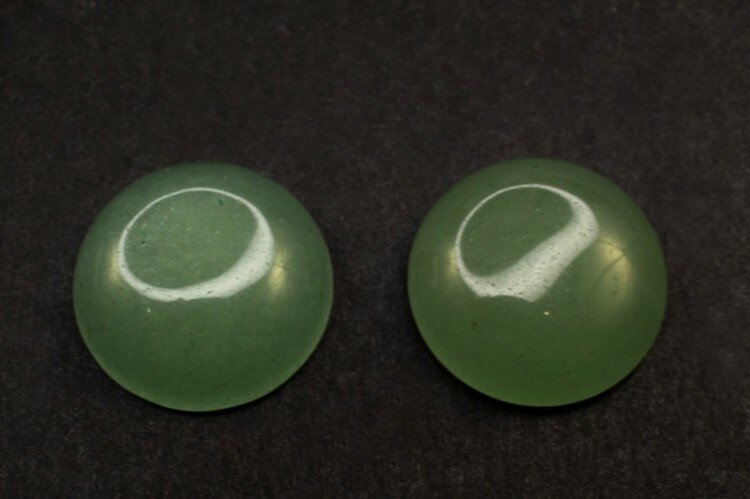 Кабошон круглый 16мм, Авантюрин, цвет зеленый, 2023-010, 1шт