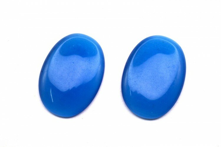 Кабошон овальный Кошачий глаз 25х18х3,5мм, цвет голубой, 2032-027, 2шт