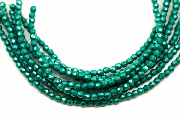 Бусины граненые Firepolish 2мм, отверстие 0,6мм, цвет 05A04 Arcadia, насыщенный металлик, 712-045, 1 нить (около 50шт)