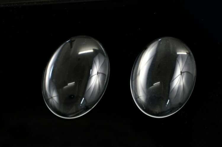 Кабошон стеклянный овальный 35х25мм, цвет прозрачный, 2000-022, 1шт