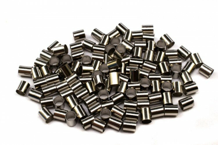 Кримпы-трубочки (бусины зажимные) 3х3мм, отверстие 2,5мм, цвет платина, латунь, 35-042, 5г (около 200шт)