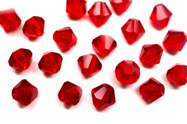 Бусины биконусы хрустальные 5мм, цвет LIGHT SIAM RUBY, 750-003, 10шт