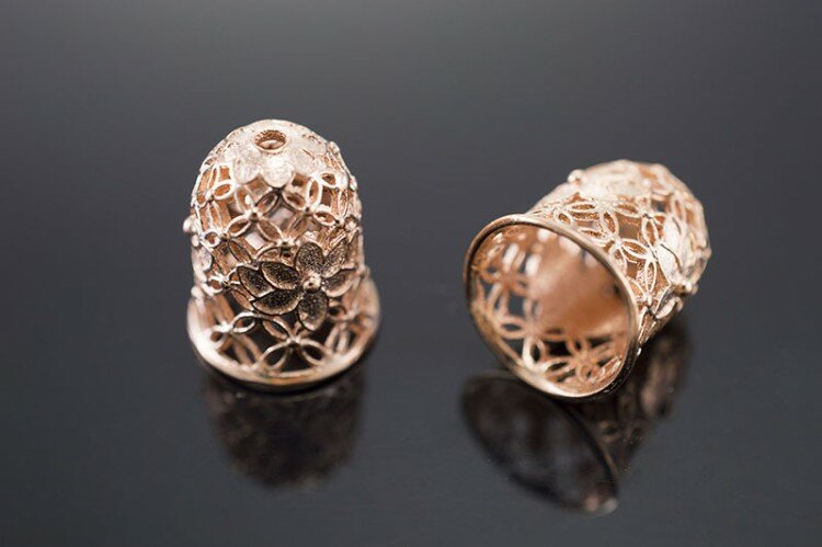 Концевик 15х12мм, внутренний диаметр 10м, отверстие 1мм, цвет розовое золото, латунь, 01-068, 2шт