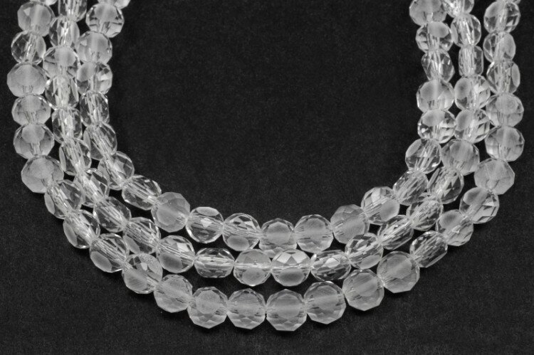 Бусина круглая плоская граненая 6х4мм, цвет прозрачный, прозрачная, 523-012, 10шт