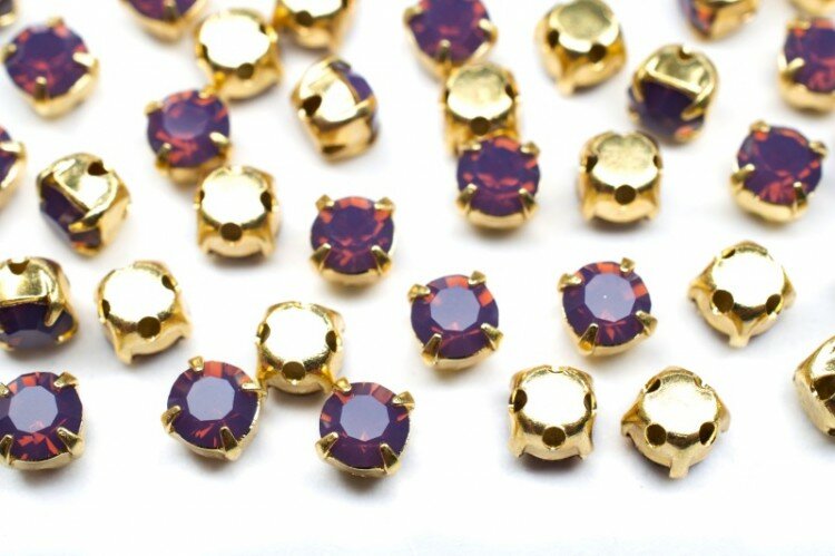 Шатоны Preciosa Maxima 4мм в оправе, цвет amethyst opal DF/gold, 63-127, 10шт