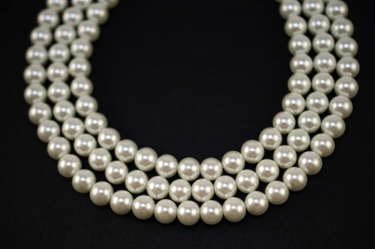 Жемчуг искусственный 8мм, отверстие 1мм, цвет белый, 514-001, 10шт