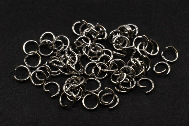 Кольца соединительные 5х0,8мм, разъемные, цвет стальной, хирургическая сталь, 13-114, 10г (около 190шт)