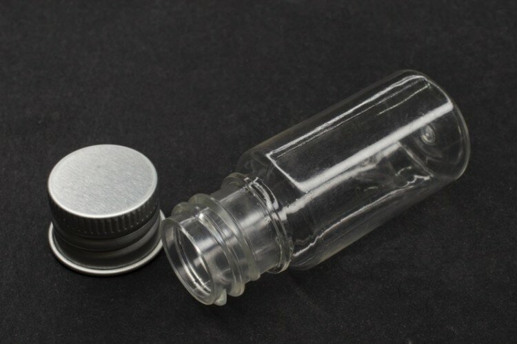 Баночка для хранения бисера, бусин и страз, 22х54мм, объём 10 мл, цвет прозрачный/серебро, пластик/алюминий, 1005-014, 1 шт