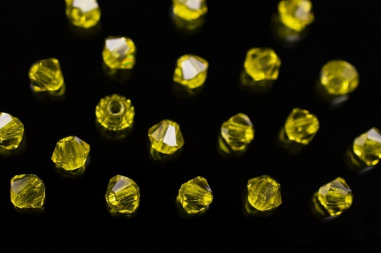 Бусины биконусы хрустальные 3мм, цвет CITRINE, 745-002, 20шт
