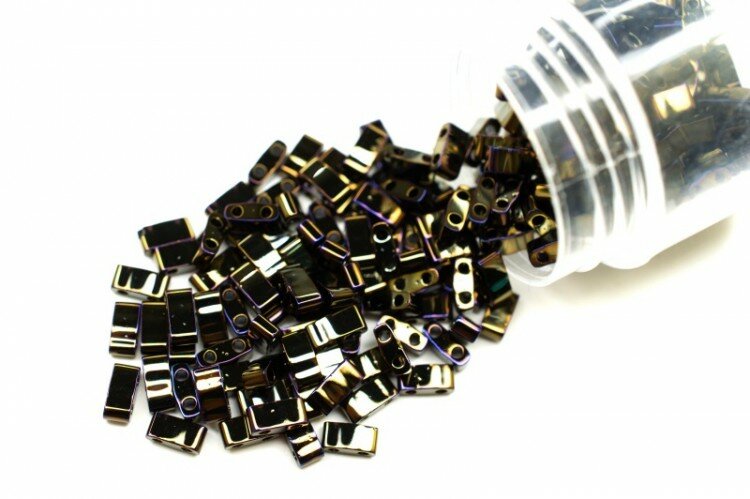 Бисер японский MIYUKI Half TILA #0458 коричневый ирис, металлизированный, 5 грамм