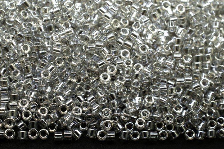 Бисер японский MIYUKI Delica цилиндр 11/0 DB-1231 серый туман, прозрачный глянцевый, 5 грамм