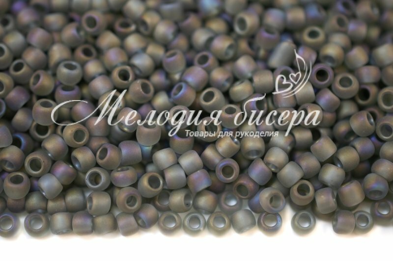 Бисер японский TOHO круглый 8/0 #0176BF серый матовый, радужный прозрачный, 10 грамм