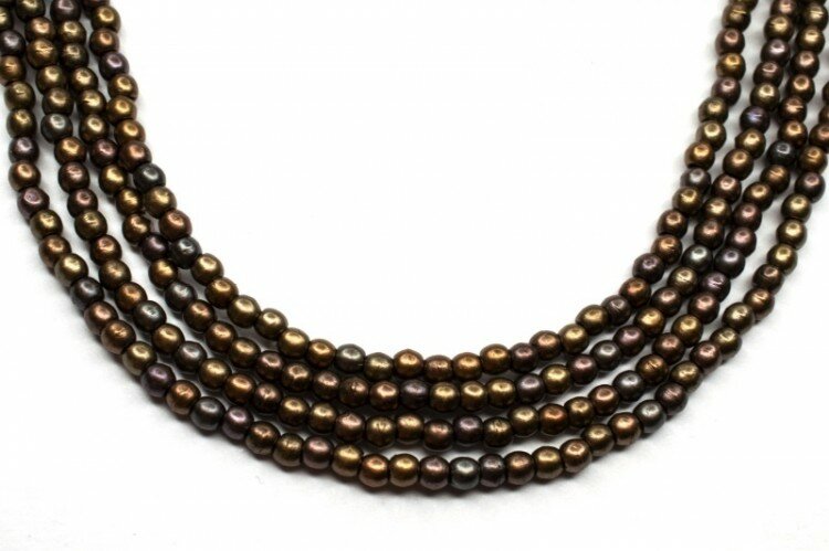 Бусины круглые 2мм, цвет K0167 кожа, матовый металлик, 737-005, 1 нить (около 100шт)