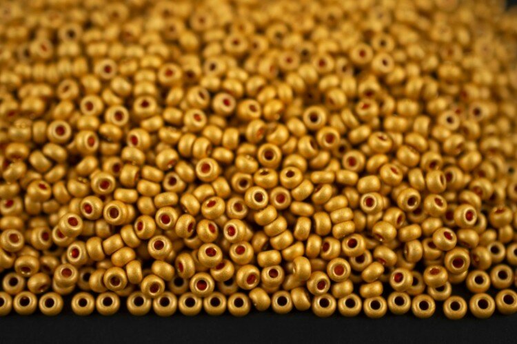 Бисер чешский PRECIOSA круглый 10/0 18581М матовый, золотой металлик, 1 сорт, 50г