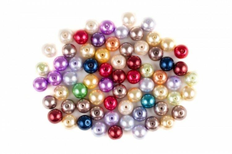 Жемчуг искусственный 10мм, отверстие 1мм, ассорти цветов, 530-030, 10г (около 8шт)