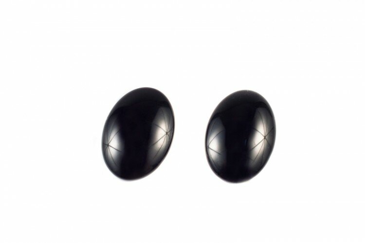 Кабошон стеклянный овальный 25х18мм, цвет черный, 2000-007, 1шт