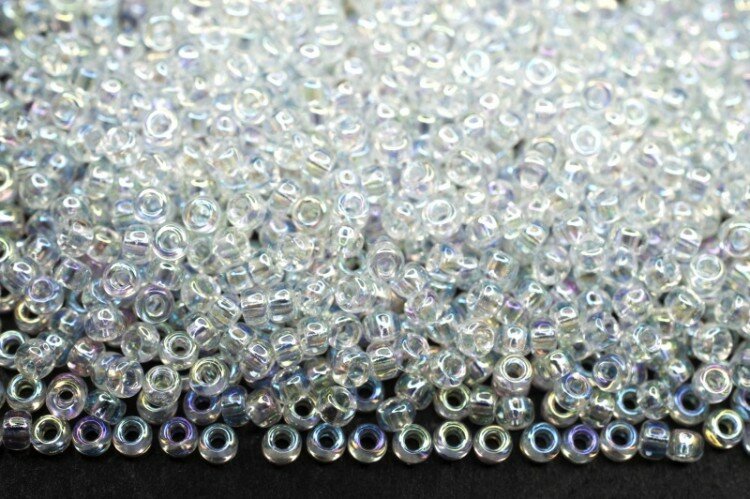 Бисер японский MIYUKI круглый 11/0 #0250 хрусталь, радужный прозрачный, 10 грамм