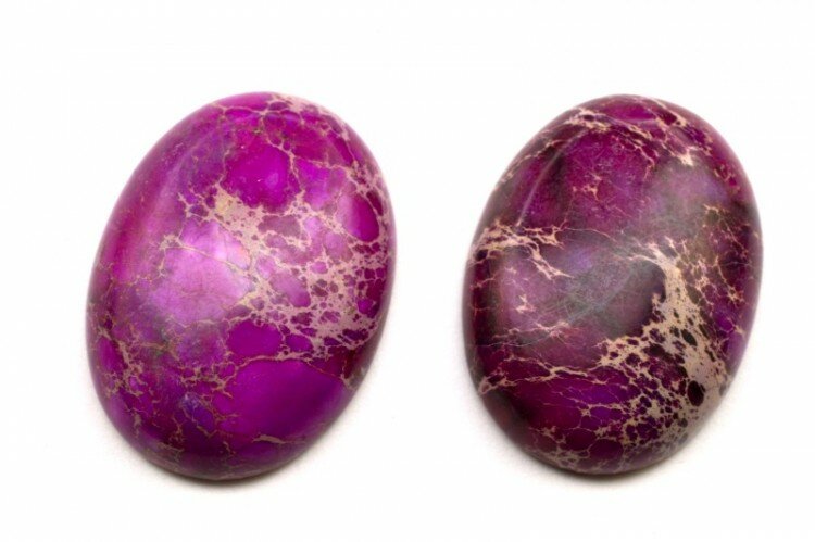 Кабошон овальный 30х22мм, Реголит синтетический, оттенок фиолетовый, 2011-014, 1шт