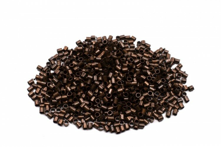 Кримпы-трубочки (бусины зажимные) 1,5х1,5мм, отверстие 1мм, цвет античная медь, латунь, 35-032, 5г (около 800шт)