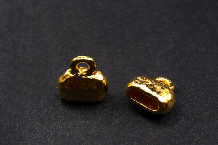 Концевик-кримп TierraCast Distressed 10,5х10х5мм, внутренний диаметр 6х2мм, отверстие 2,2мм, цвет золото, 94-5853-25, 2шт