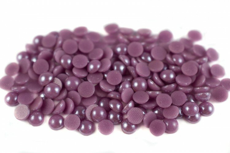 Кабошон круглый 5х2мм, цвет фиолетовый перламутр, стекло, 2030-021, 5гр (около 80шт)