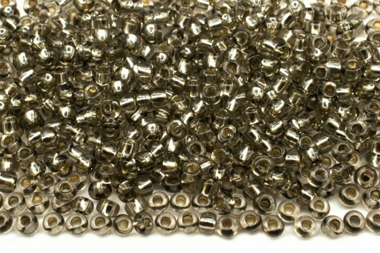 Бисер чешский PRECIOSA круглый 10/0 78141 серый с серебряной линией внутри, 5 грамм