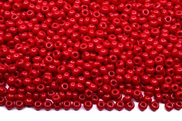 Бисер чешский PRECIOSA круглый 10/0 93190 красный непрозрачный, 20 грамм