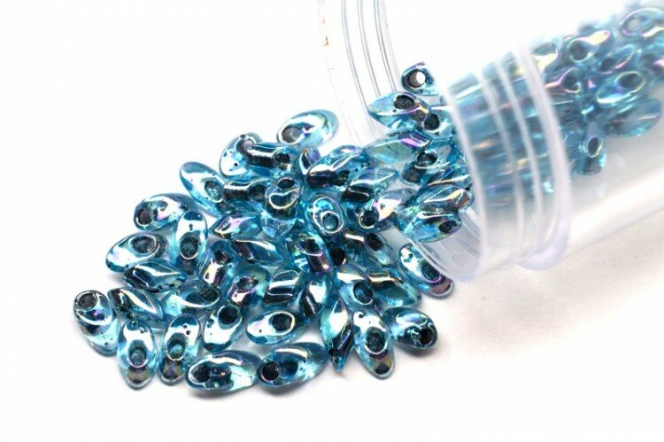 Бисер японский MIYUKI Long Magatama #2168 вода/черный, радужный, окрашенный изнутри, 10 грамм
