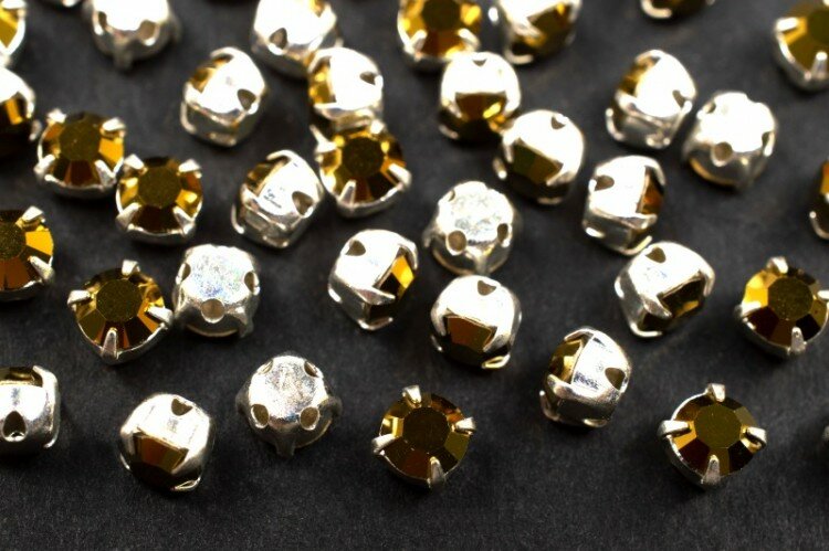 Шатоны Preciosa Maxima 4мм в оправе, цвет crystal DF Monte Carlo/silver, 63-068, 10шт