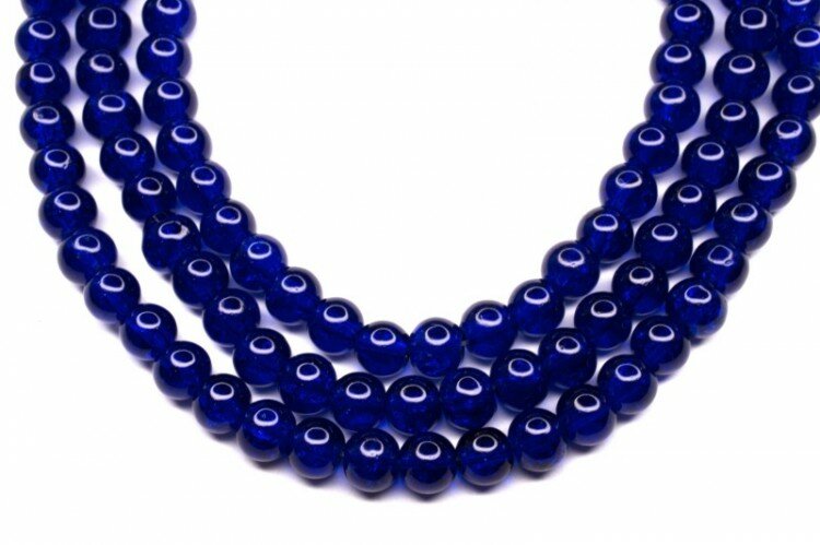 Бусина круглая с эффектом кракле, диаметр 6мм, отверстие 1мм, цвет синий, 550-038, 20шт