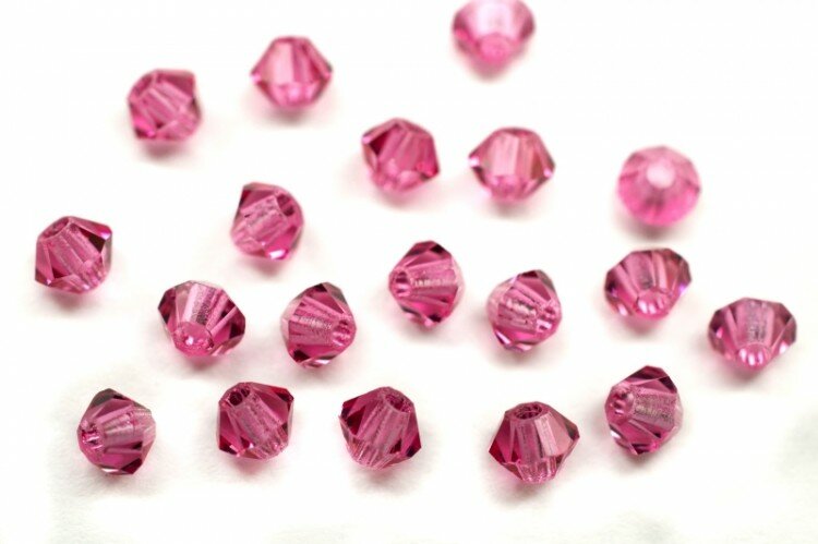 Бусины биконусы хрустальные 3мм, цвет ROSE, 745-017, 20шт