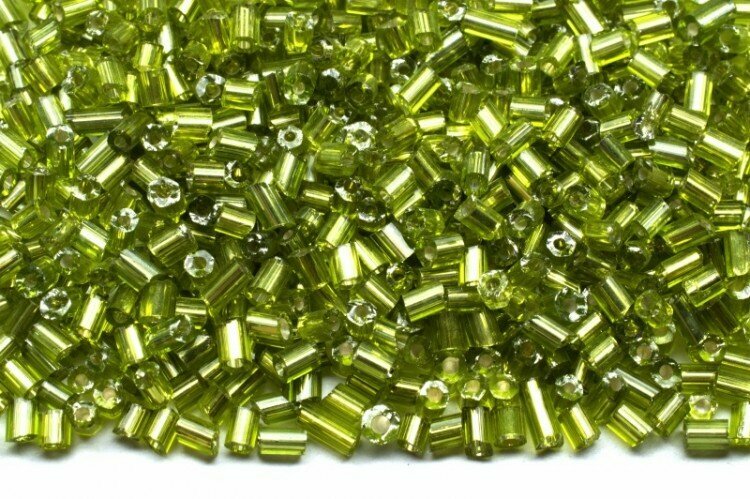 Бисер китайский рубка размер 11/0, цвет 0024 зеленый, серебряная линия внутри, 450г