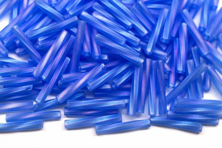 Бисер японский Miyuki Twisted Bugle 12мм #0261F сапфир, матовый радужный прозрачный, 10 грамм