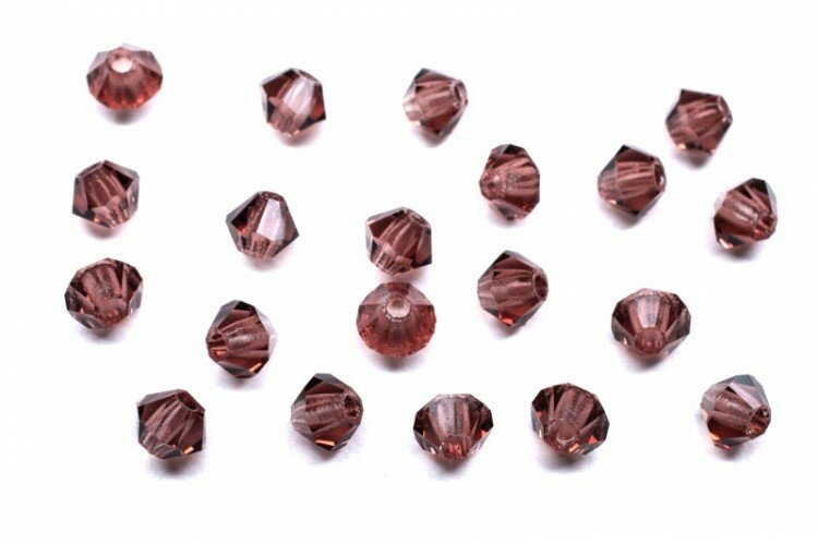 Бусины биконусы хрустальные 3мм, цвет LIGHT BURGUNDY, 745-045, 20шт