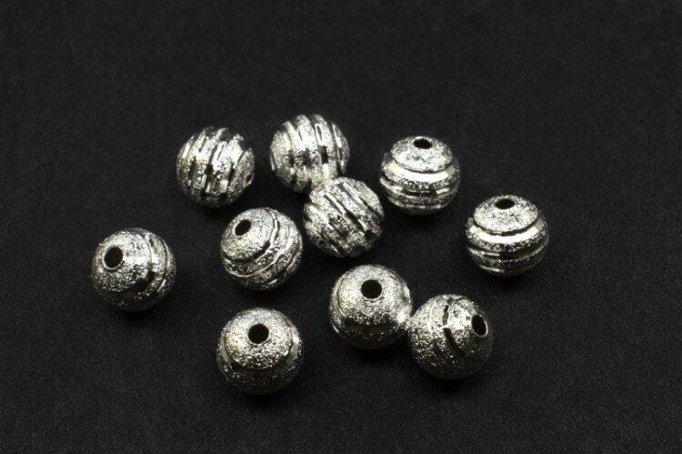 Бусина металлическая с напылением 6мм, отверстие 1,5мм, цвет серебро, латунь, 504-020, 10шт
