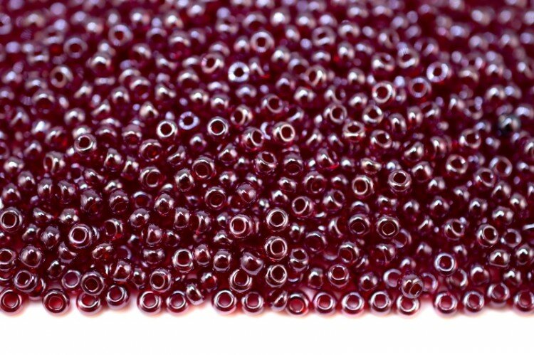 Бисер чешский PRECIOSA круглый 10/0 96090 бордовый прозрачный блестящий, 20 грамм