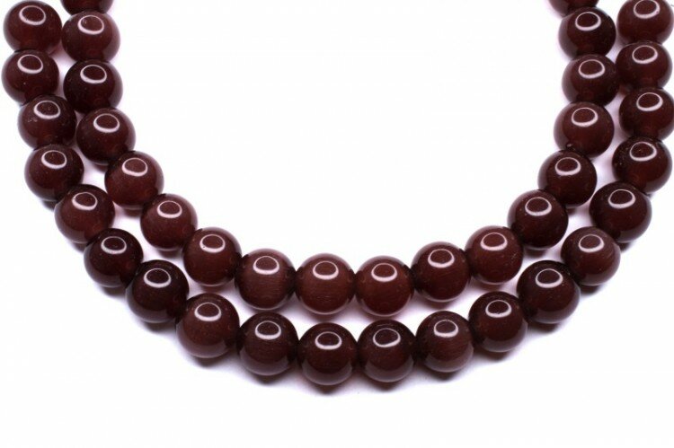 Бусина круглая Кошачий глаз 10мм, отверстие 1,5мм, цвет фиолетовый, 548-041, 10шт