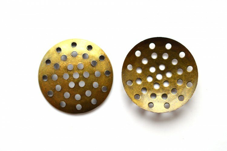 Сеточка для бисероплетения, диаметр 18мм, толщина 1,5мм, отверстия 1,5мм, цвет бронза, 1016-007, 5шт