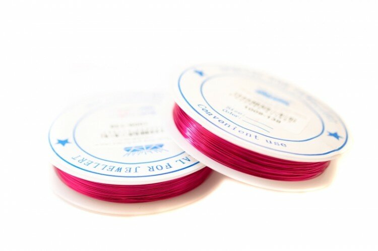 Проволока для бисера медная, толщина 0,4мм, длина 15м, цвет малиновый, 1009-139, 1шт