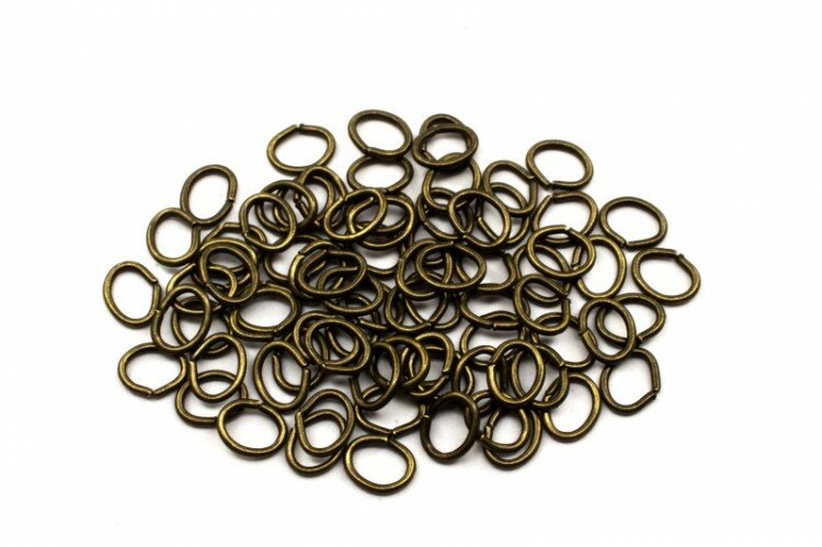 Кольца соединительные овальные 5,5х4,3х1мм, разъёмные, цвет античная бронза, железо, 13-096, 10г (около 200шт)