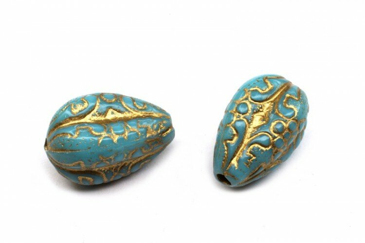 Бусины акриловые Капля граненная 18х11мм, цвет бирюзовый, 540-210, 2шт