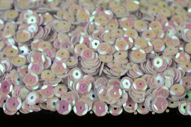 Пайетки круглые 5мм чашечка, цвет белый перламутр, 1022-066, 10г