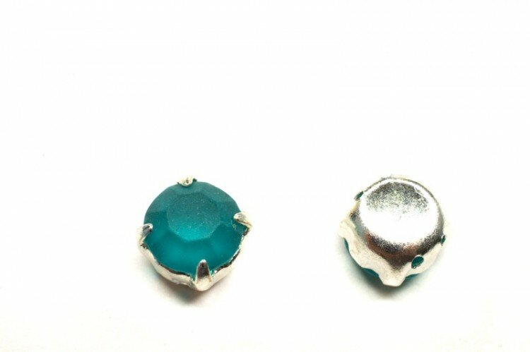 Шатоны Preciosa Maxima 8,3мм в оправе, цвет mat blue zircon DF/silver, 63-142, 4шт